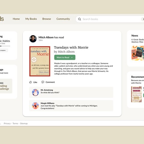 Goodreads Website Redesign | DESIGNER MMさん(WEBデザイナー)のポートフォリオ | ココナラ