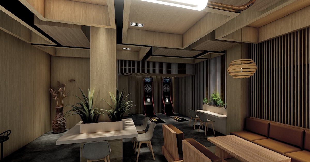 和の要素を加えたダーツバー | P design createさん(インテリア・プロダクトデザイナー)のポートフォリオ | ココナラ