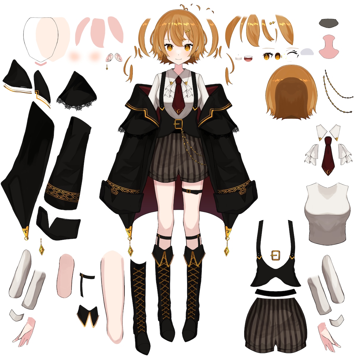 Live2D用イラストのパーツ分け詳細 | 2tg5zhさん(アニメーター(L/O,背景))のポートフォリオ | ココナラ