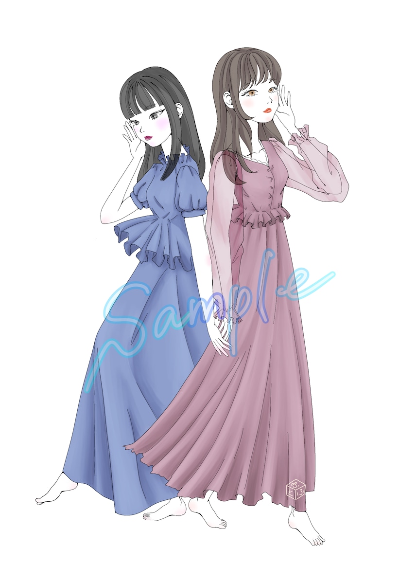 アーティスト、片耳にカラスムギ。のお2人 | おとふ otofu laboさん(イラストレーター)のポートフォリオ | ココナラ