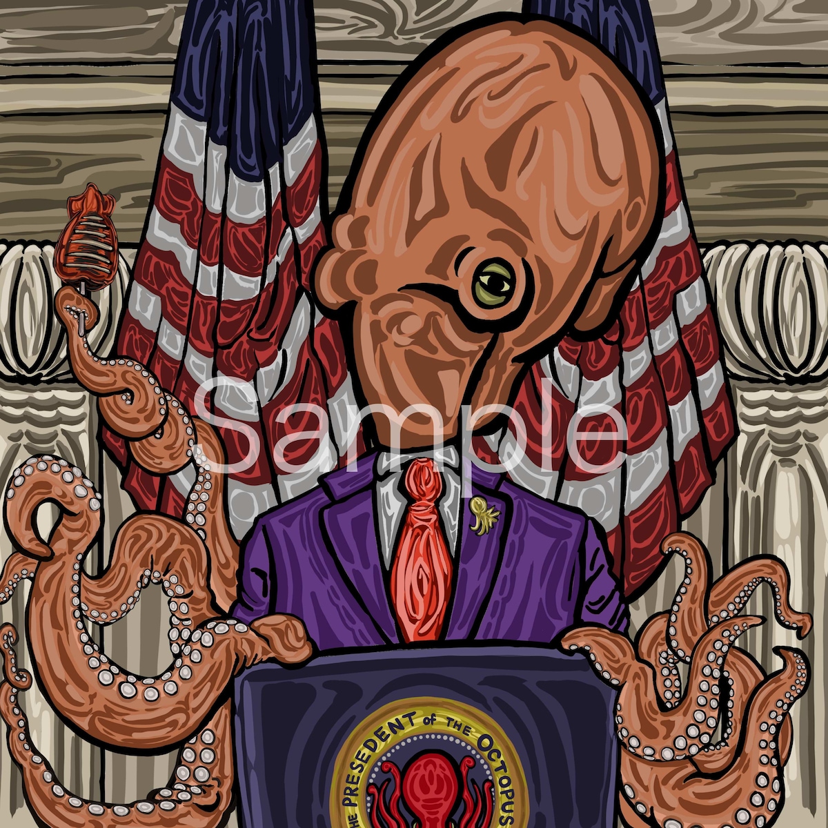 【タコ】×【大統領】 | illust_junkieさん(イラストレーター)のポートフォリオ | ココナラ