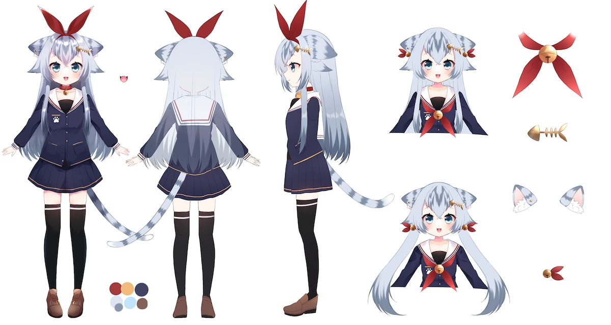 VTuber用三面図 | つばきIllustさん(イラストレーター)のポートフォリオ | ココナラ